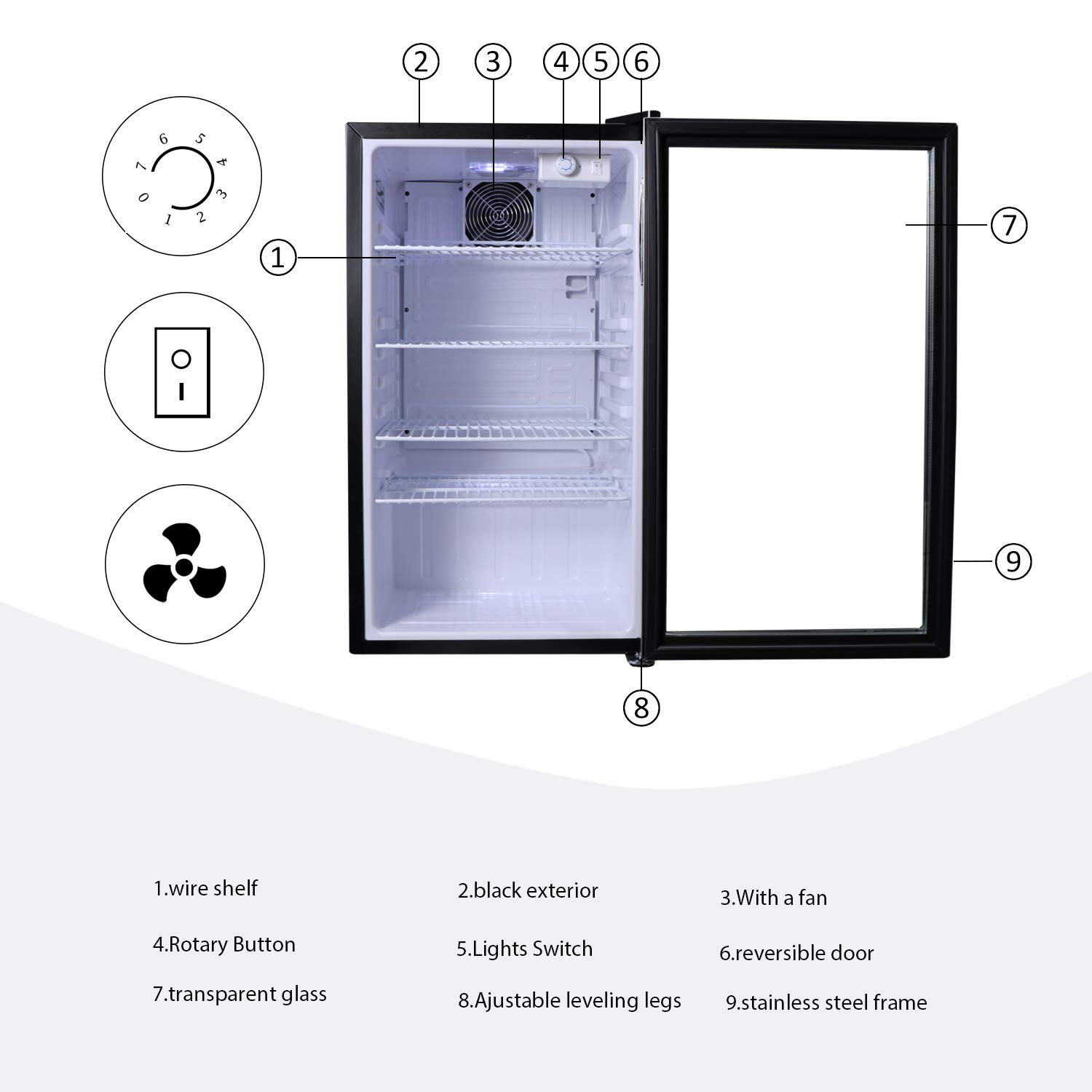 COOLLIFE Mini Fridge Cooler with Glass, 100 Can Beverage Refrigerator with Reversible Door for Beer Soda or Wine-3.2cu ft Small Drink Center Dispenser Perfect for Office/Basements/Home Bar