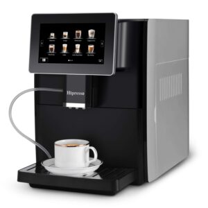 hipresso super-automatic espresso coffee machine with large 7 inches hd tft display for brewing americano,cappuccino, latte, macchiato,flat white, espresso drinks