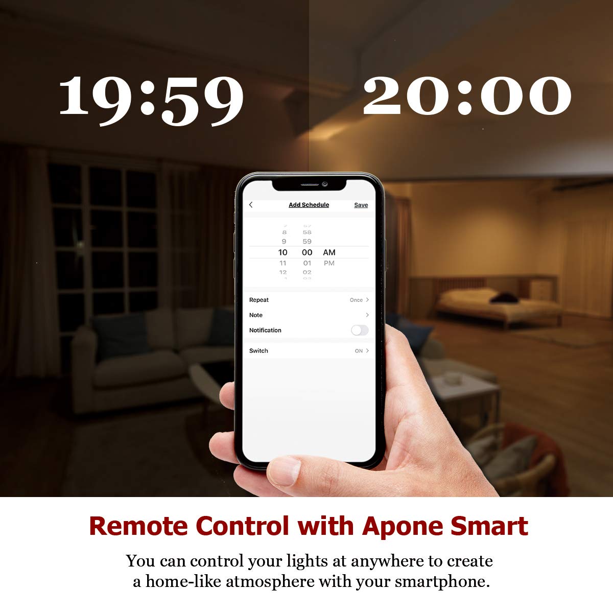 Apone Smart Wi-Fi RGB LED A19 8W Light Bulb (2PK)