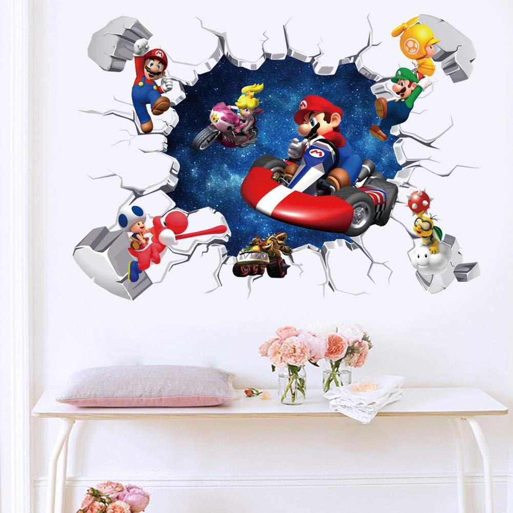 Mario Game Sticker Children's Cartoon Bedroom Background Wall Decoration Self-Adhesive Wall Sticker PVC (Mario A)