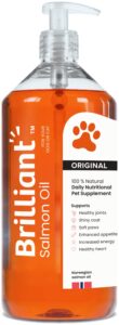 brilliant salmon oil for dogs, cats & puppies | omega 3 fish oil liquid supplement with dha, epa fatty acids | supports skin and coat, immune system & joint function | hofseth biocare (34oz)