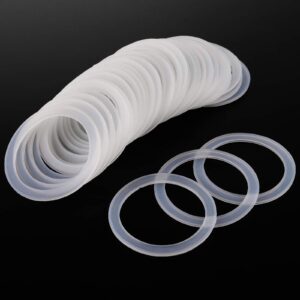 wuweot 40 pack wide mouth silicone sealing rings, 3.39in/86mm white airtight leak proof replacement gaskets for mason jar lids