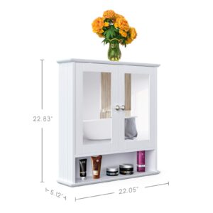 mecor Mirror Cabinet, Bathroom Wall Storage Cabinet, Medicine Cabinet with Adjustable Shelf, 22 x 5.1x 22.8 Inches, White