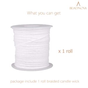 BEADNOVA Braided Candle Wick Spool 200 ft Cotton Candle Wick Roll Core Braided Wick for Candle Making and Candle DIY (61m/67yard/200 Foot)