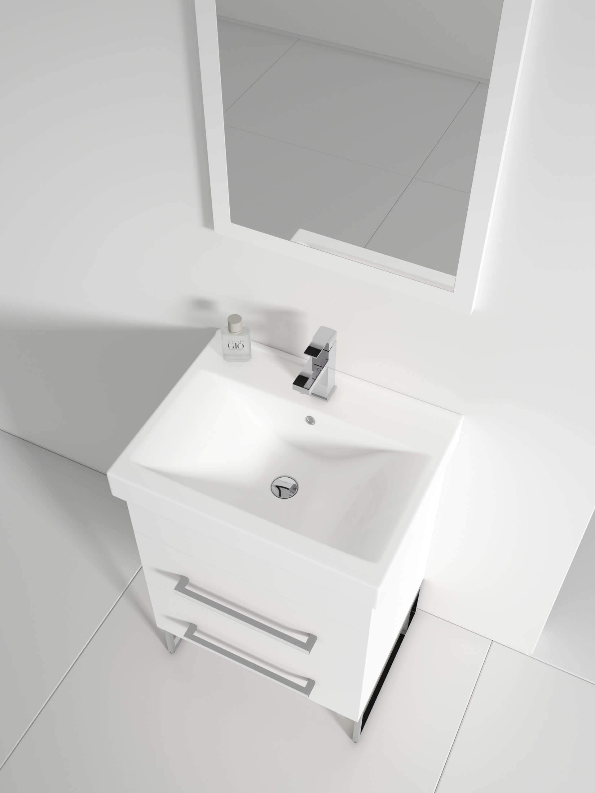 Fine Fixtures - Modern White 24" Bathroom Vanity Set,Chrome Hardware, vitreous China Sink Top