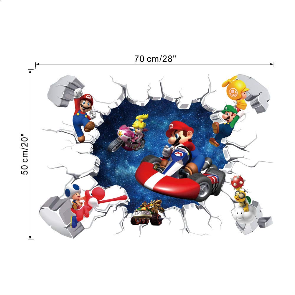 Mario Game Sticker Children's Cartoon Bedroom Background Wall Decoration Self-Adhesive Wall Sticker PVC (Mario A)