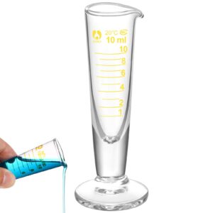 baluue graduated cylinder 10ml glass measuring cup with spout wide mouth, conical beaker liquid dispenser measuring cylinder experiment tool for science teaching