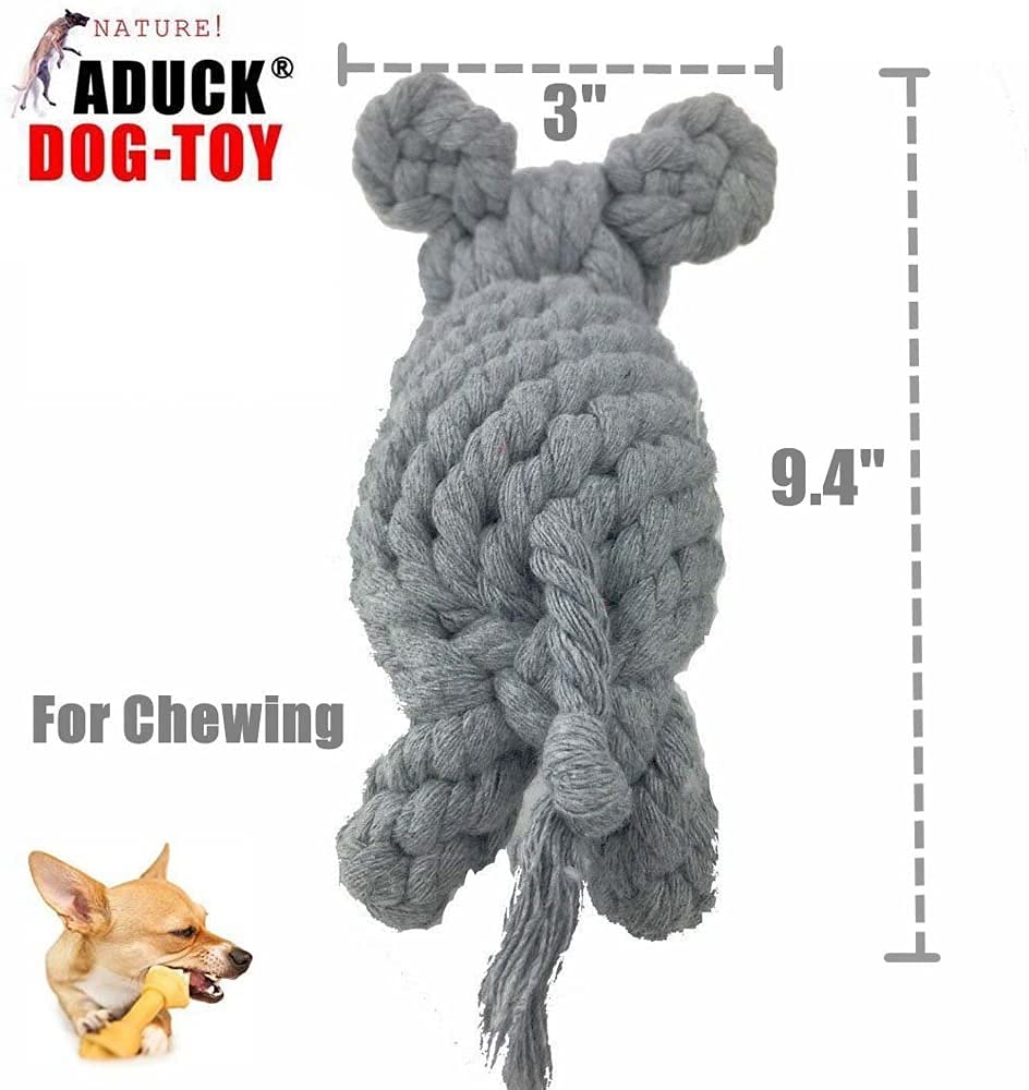 ADUCK Pet Puppy Dog Cotton Rope Chew Toys for Teeth Cleaning, Elephant Design