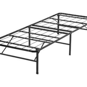 Black Metal Bed Frame Platform Twin Size 14 Inch Heavy Duty Steel Box Spring Mattress Foundation with Storage