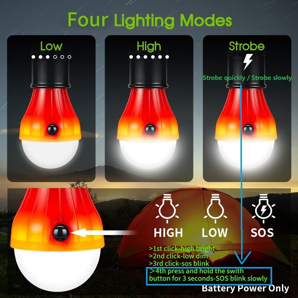 LED Camping Light [2 Pack] Doukey Portable LED Tent Lantern 4 Modes for Backpacking Camping Hiking Fishing Emergency Light Battery Powered Lamp Camping Essentials Tent Accessories