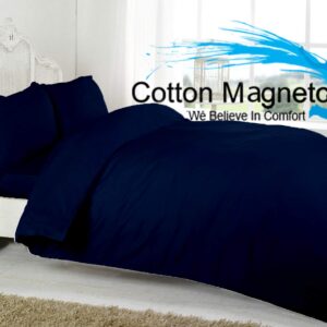 Cotton Magneto Duvet Cover Set 1000-TC Super Soft Luxury Crafted 100% Organic Cotton 5-PC Navy Blue Solid California King Size 94x104 inch,Duvet Cover with Zipper Closer & 4 pcs Pillow Covers