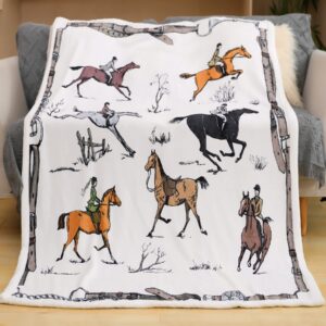 chifave horse blanket horse gifts for girls boys women throw with horses design fuzzy horse stuff knight horsemen equestrian gifts for horse lovers kids and toddler 50"x60"