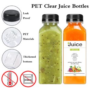 DEPEPE 24pcs 12oz Juice Bottles, Plastic Juice Bottles with Caps, Empty Clear Containers with Tamper Seal Lids for Juicing, Smoothie Milk Water and Other Beverages