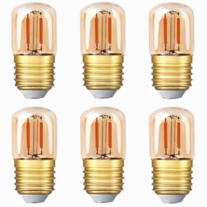 genixgreen low wattage led light bulb 10w equivalent 1w e26 mini dim edison bulb replacement vintage refrigerator freezer decorative amber glass night light bulbs,warm white 2200k,80lm, 6 pack