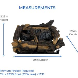 ProCom Ventless Dual Fuel Gas Log Set - 18 in., 30,000 BTU, Thermostat Control, Heats Up to 1,100 Sq. Ft., Hand-Painted Refractory Ceramic Logs, Oxygen Depletion Sensor, PCNSD18T