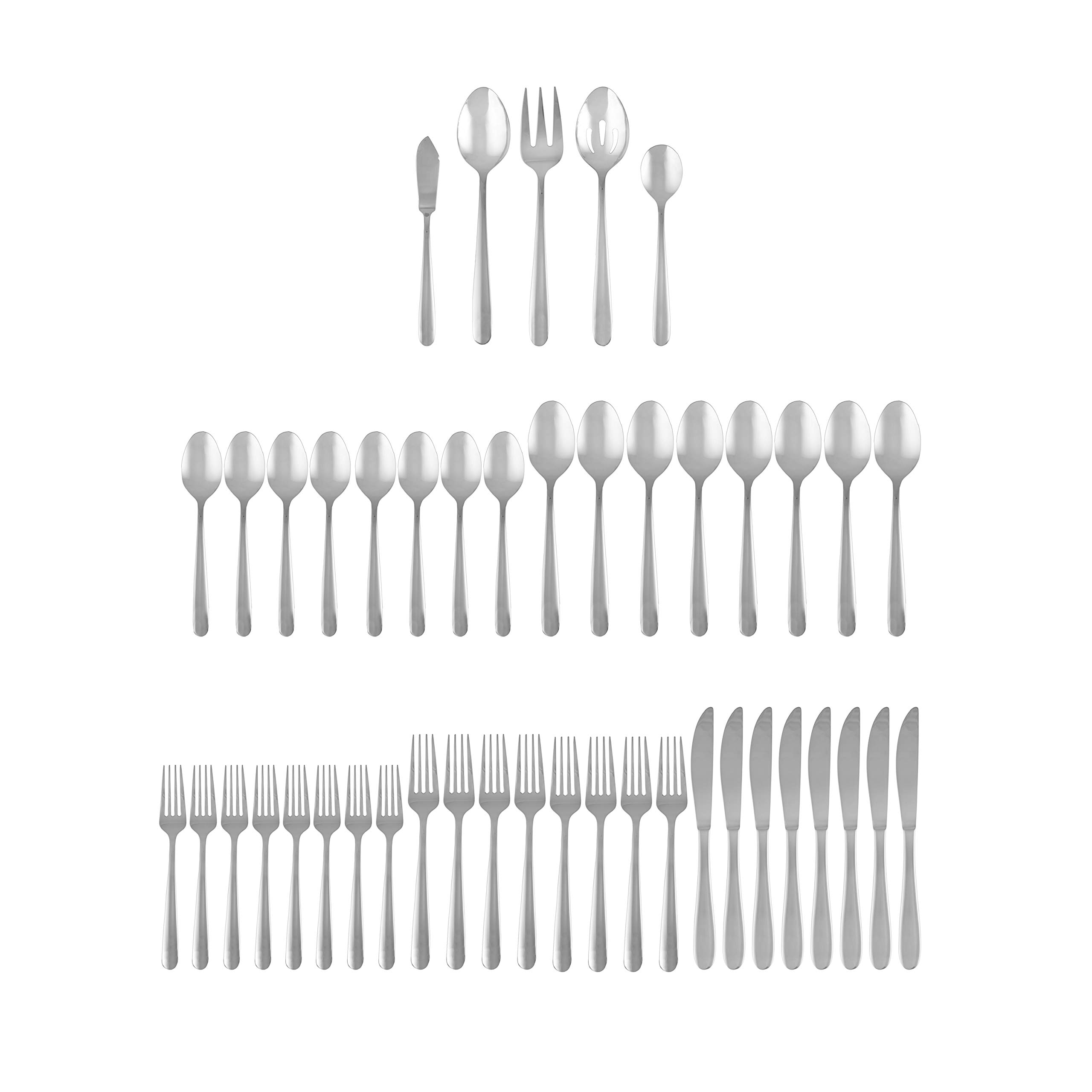 Cambridge Silversmiths Jude Mirror 45 Piece Flatware Set, Service for Eight, silver