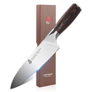 tuo chef knife 7 inch - ultra sharp asian knife japanese chef knife with ergonomic pakkawood handle - german high carbon stainless kitchen knife with gift box - osprey series