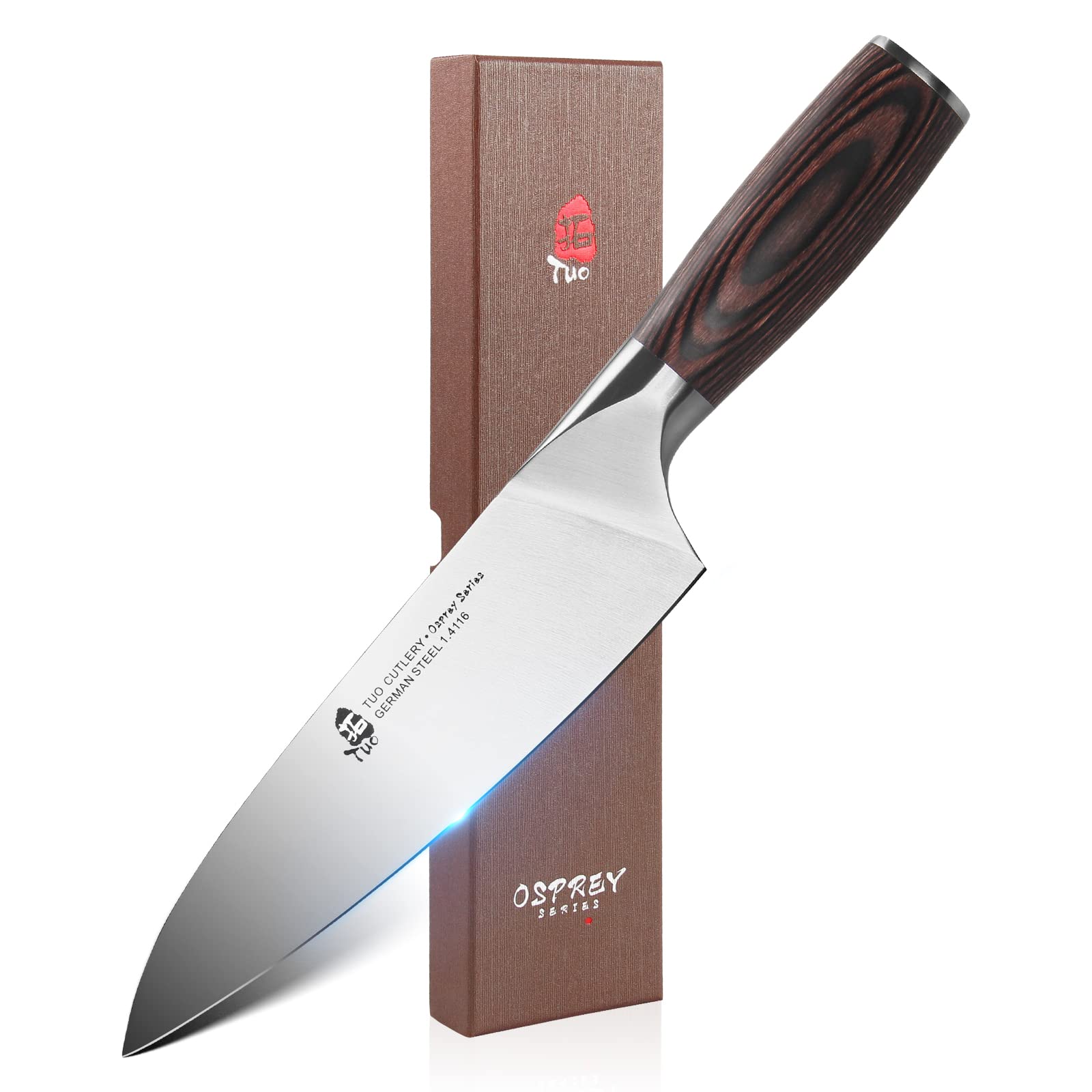 TUO Chef Knife 7 inch - Ultra Sharp Asian Knife Japanese Chef Knife with Ergonomic Pakkawood Handle - German High Carbon Stainless Kitchen Knife with Gift Box - Osprey Series