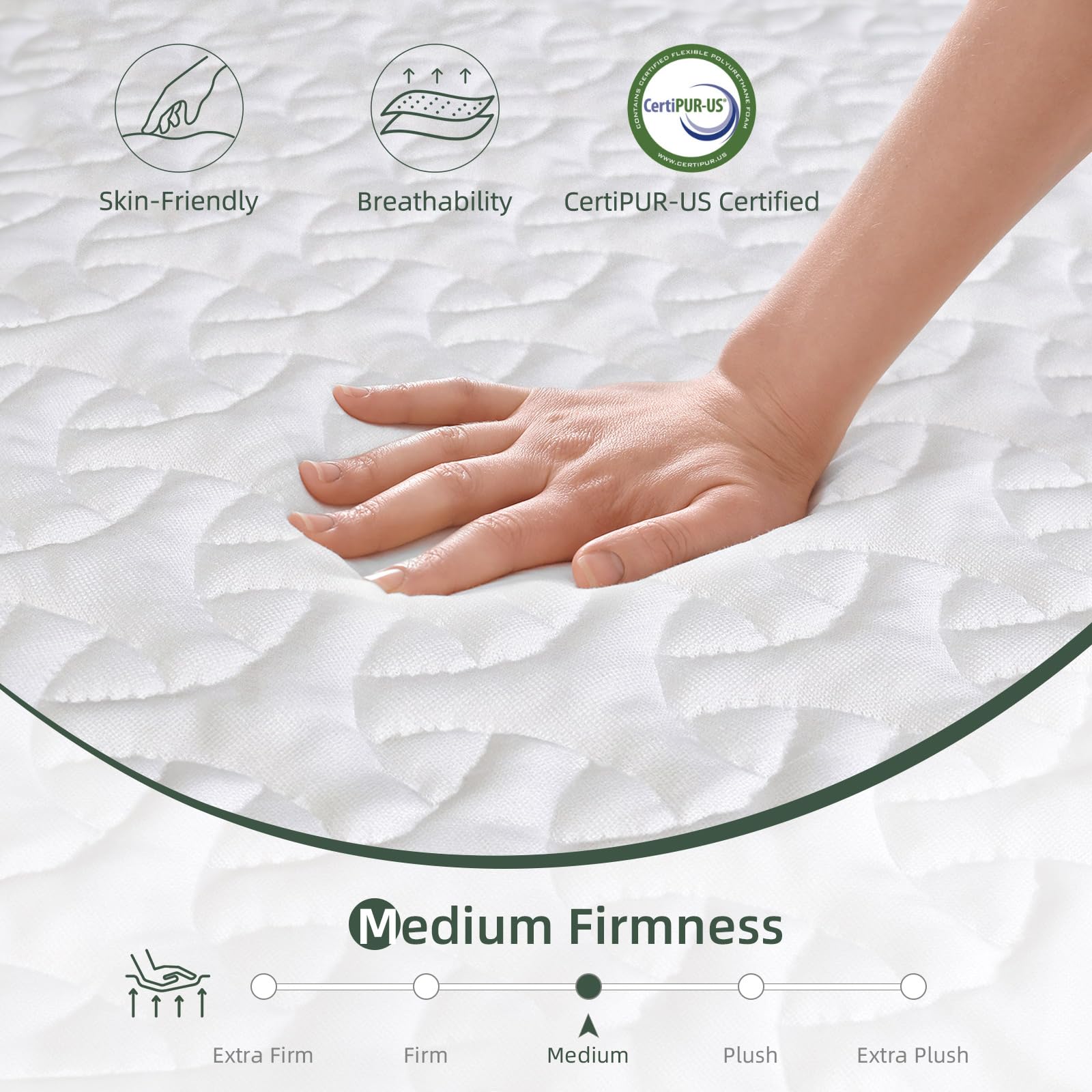 Crystli Full Mattress, 10 inch Full Memory Foam Mattress in a Box, Double Mattress with CertiPUR-US Certified Foam for Sleep Supportive & Pressure Relief, Medium Firm, Fiberglass Free