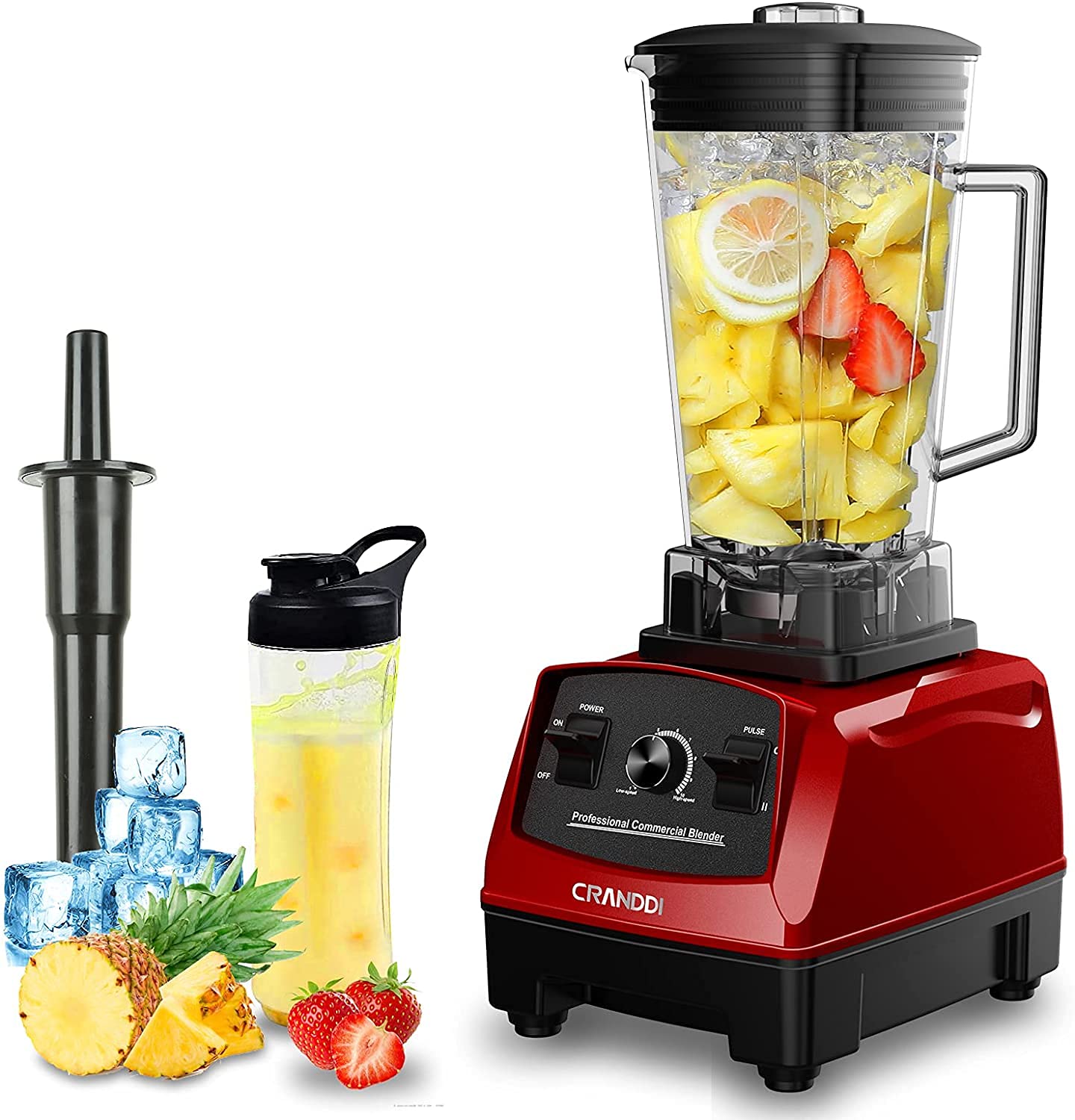 CRANDDI Professional Blender, 1500 Watt Powerful Commercial Blender, Countertop Blender with BPA-FREE 70oz Pitcher, Built-in Pulse & 10-speeds Control, Easy Self-Cleaning, YL-010 (Red)