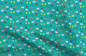 spoonflower fabric - nurse theme medical care turquoise blue printed on petal signature cotton fabric fat quarter - sewing quilting apparel crafts decor