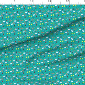 Spoonflower Fabric - Nurse Theme Medical Care Turquoise Blue Printed on Petal Signature Cotton Fabric Fat Quarter - Sewing Quilting Apparel Crafts Decor