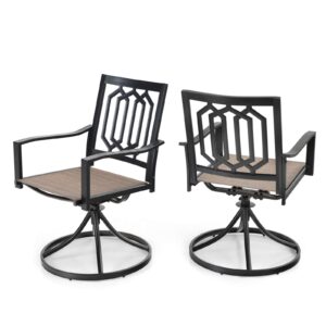 MFSTUDIO 2 Pieces Patio Dining Textilene Metal Swivel Chairs Weather Resistant Garden Outdoor Modern Furniture, Sling Mesh Black Steel Frame