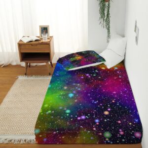 NiuOne Galaxy Fitted Sheet Set Rainbow Space Bedding Sheet Set for Girls Full 3PCS 1 Deep Pocket Sheet with 2 Pillowcases Wrinkle Free Microfiber(16,Full)