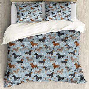 xhuibop dachshund comforter cover set king boys for bedroom machine washable duvet cover king microfiber bedspread case 3 pieces with zipper