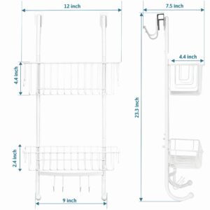 smartpeas Hanging Shower Shelf In White – 3 X Shower Shelf Levels – 85,5 X 30 X 11 Cm – Stainless Steel – Shower Caddy With No Drilling Required + 2 Stainless Steel Adhesive Hooks!