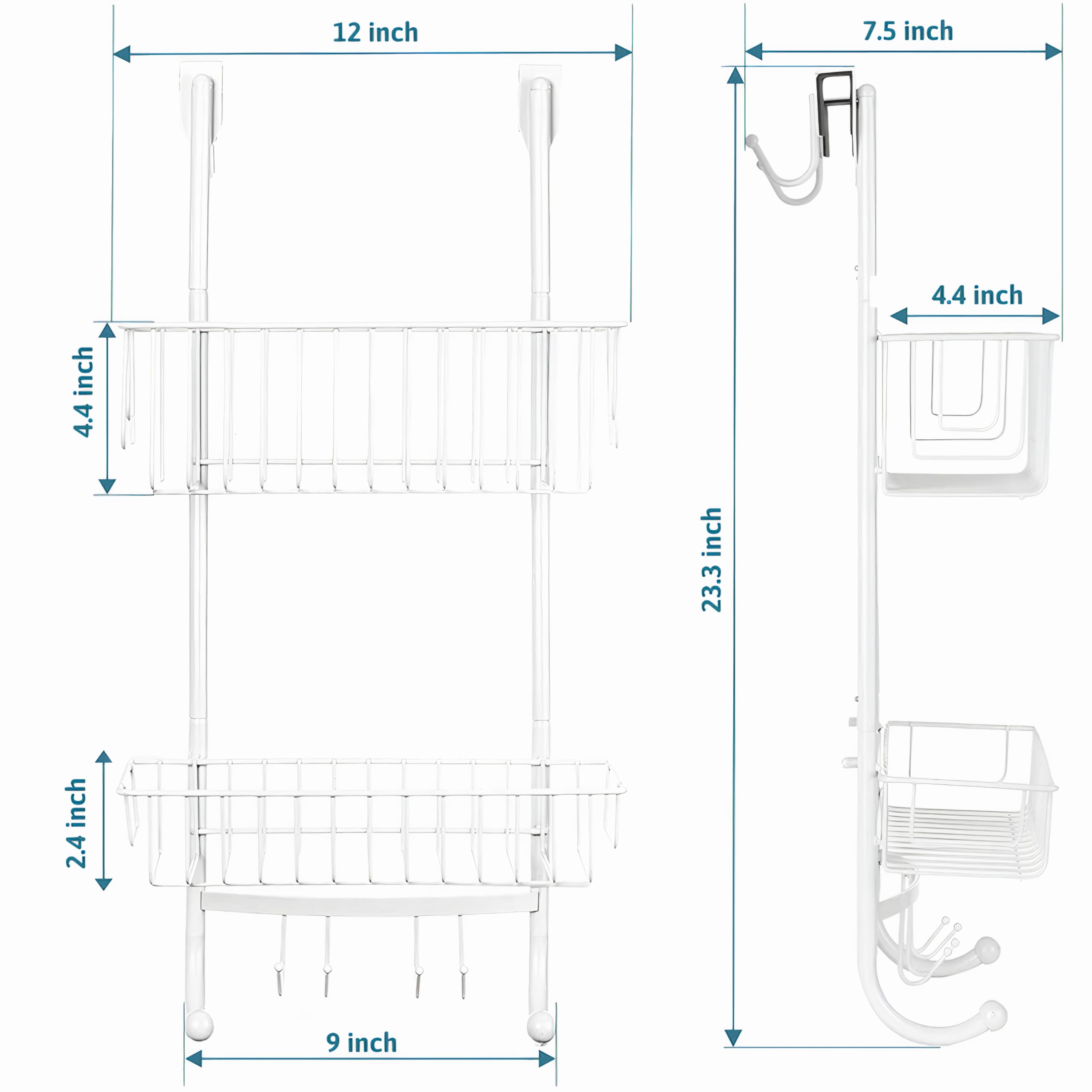 smartpeas Hanging Shower Shelf In White – 3 X Shower Shelf Levels – 85,5 X 30 X 11 Cm – Stainless Steel – Shower Caddy With No Drilling Required + 2 Stainless Steel Adhesive Hooks!