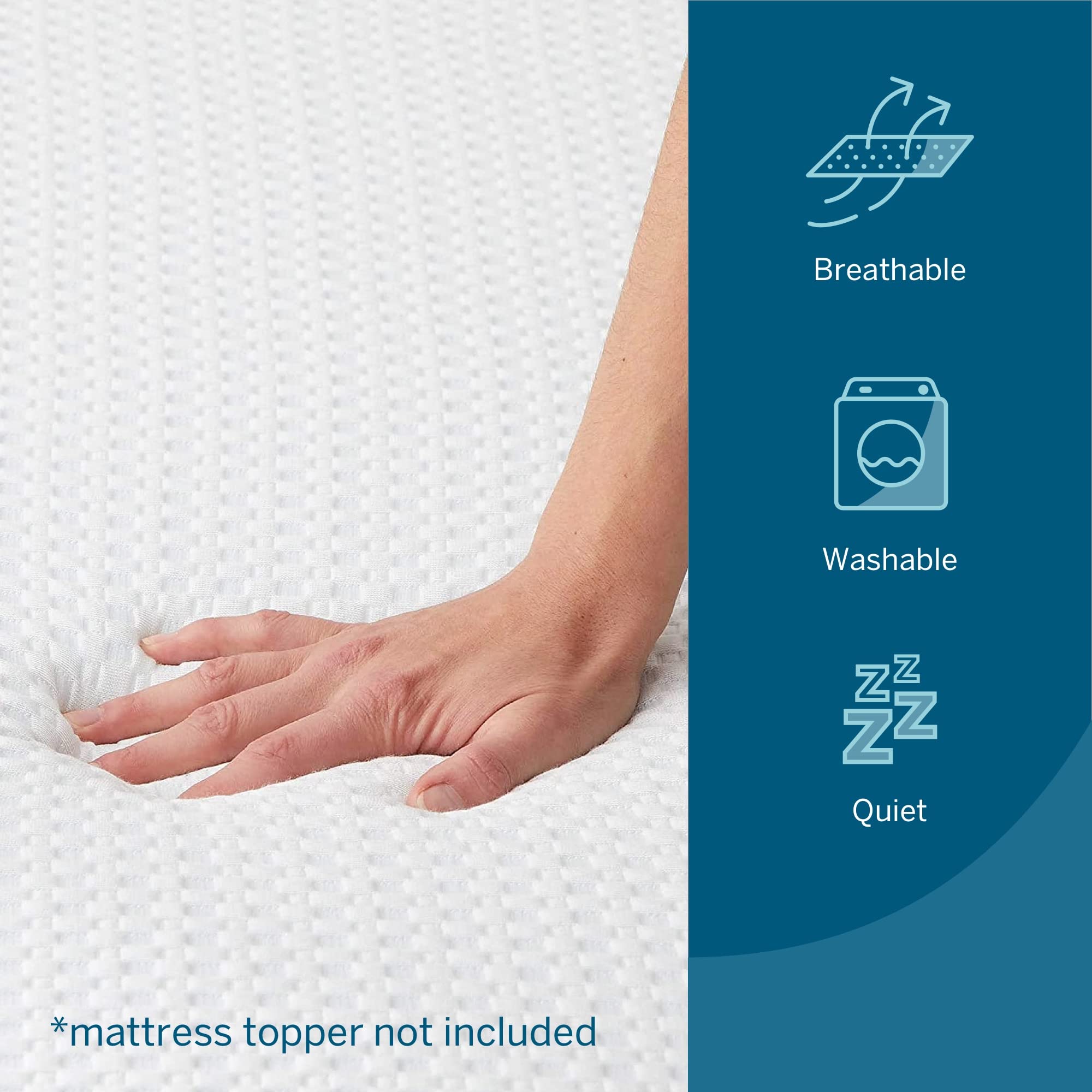 Lucid 4 Inch Mattress Topper Cover Queen – Cover For Mattress Topper - Mattress Topper Cover with Zipper – Twin Mattress Cover - Cover Only,White