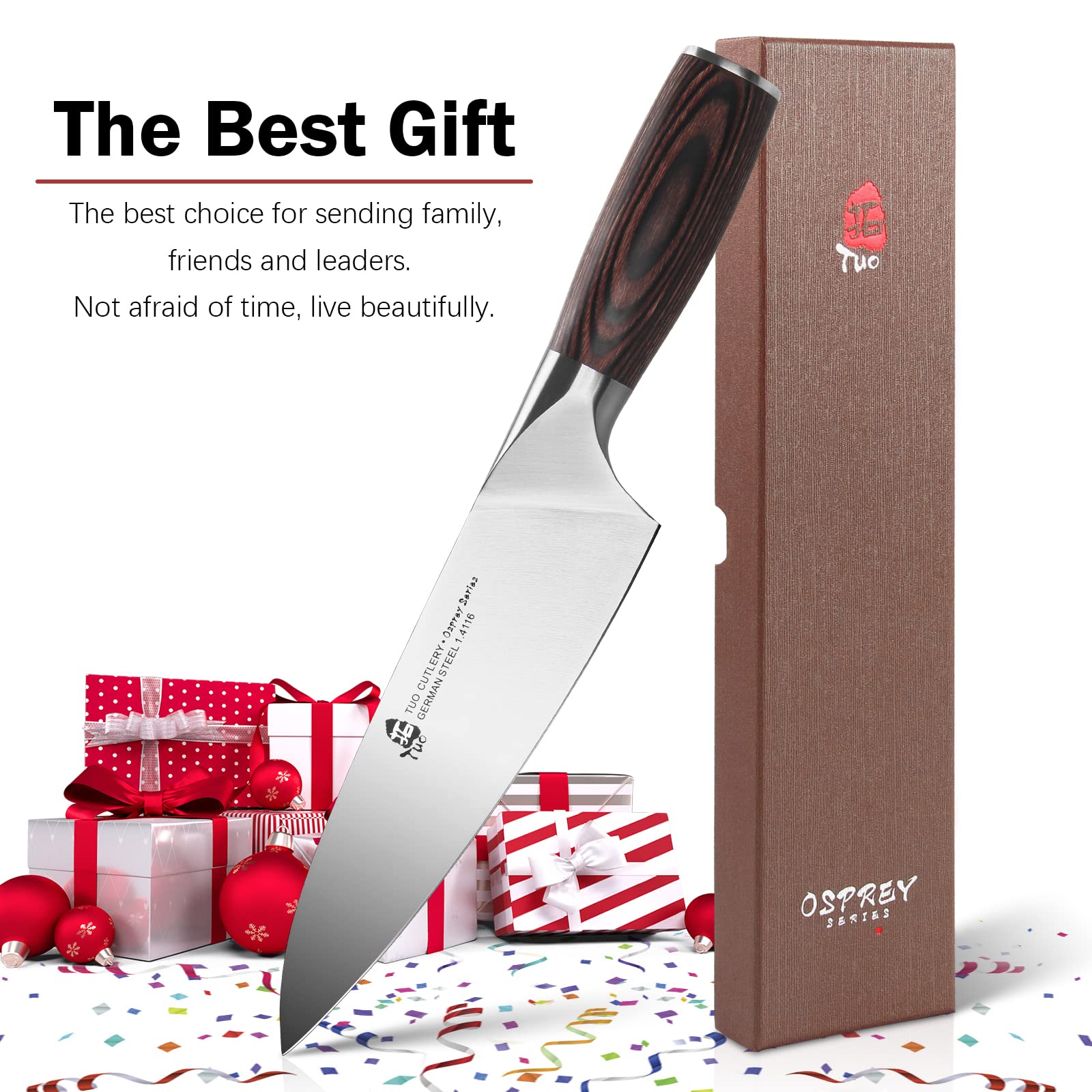 TUO Chef Knife 7 inch - Ultra Sharp Asian Knife Japanese Chef Knife with Ergonomic Pakkawood Handle - German High Carbon Stainless Kitchen Knife with Gift Box - Osprey Series