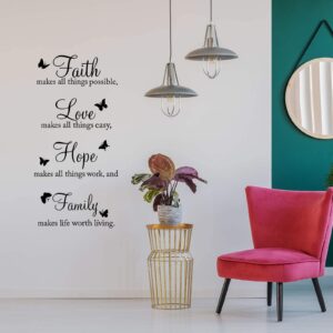 2 Sheets Bible Verse Wall Decals Wall Stickers Faith Hope Love Family Inspirational Wall Stickers Bible Verse Scripture Motivational Sayings Sticker for Home Classroom Living Room Wall Decor(Classic)