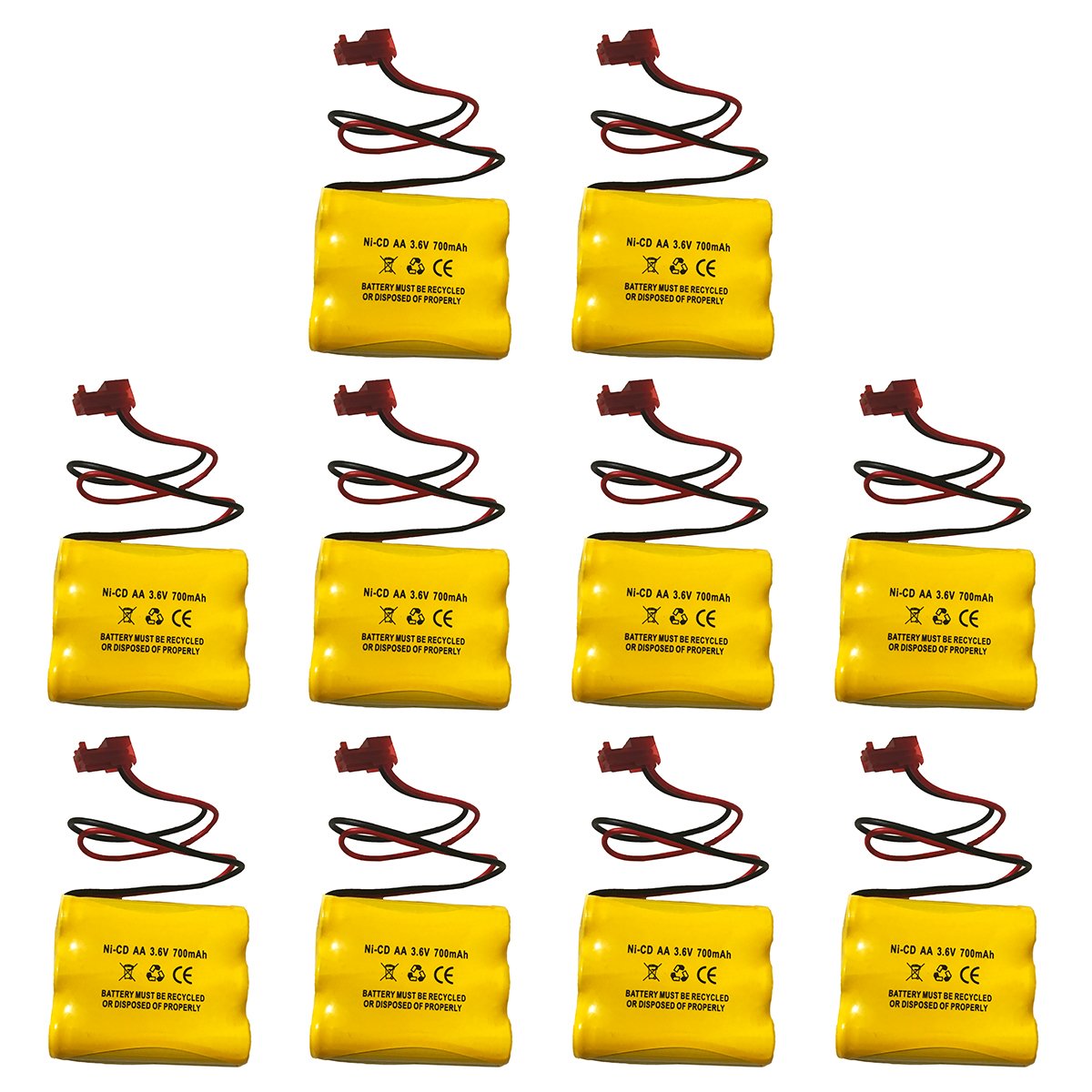 3.6V 700mAh NiCd Exit Sign Battery Replacement Emergency Lighting (10 Pack) S/L 026-148 SL026148 BT-905 P-P504 BT-800