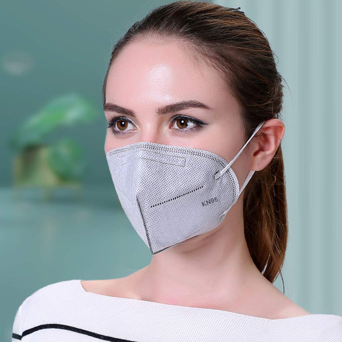 WesGen 60Pcs KN95 Face Mask，5 Layers Cup Dust Mask with Elastic Earloop and Nose Bridge Clip，Vacuum Packing