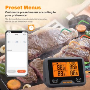 Inkbird Wi-Fi Bluetooth Grill Thermometer, Wireless BBQ Thermometer with 4 Probes,Digital Meat Thermometer for Smoker, Oven, Kitchen, Drum, Grill