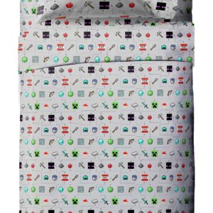 Jay Franco Minecraft Monster Hunters Full Sheet Set - 4 Piece Set Super Soft and Cozy Kid’s Bedding Features Creepers - Fade Resistant Microfiber Sheets (Official Minecraft Product)