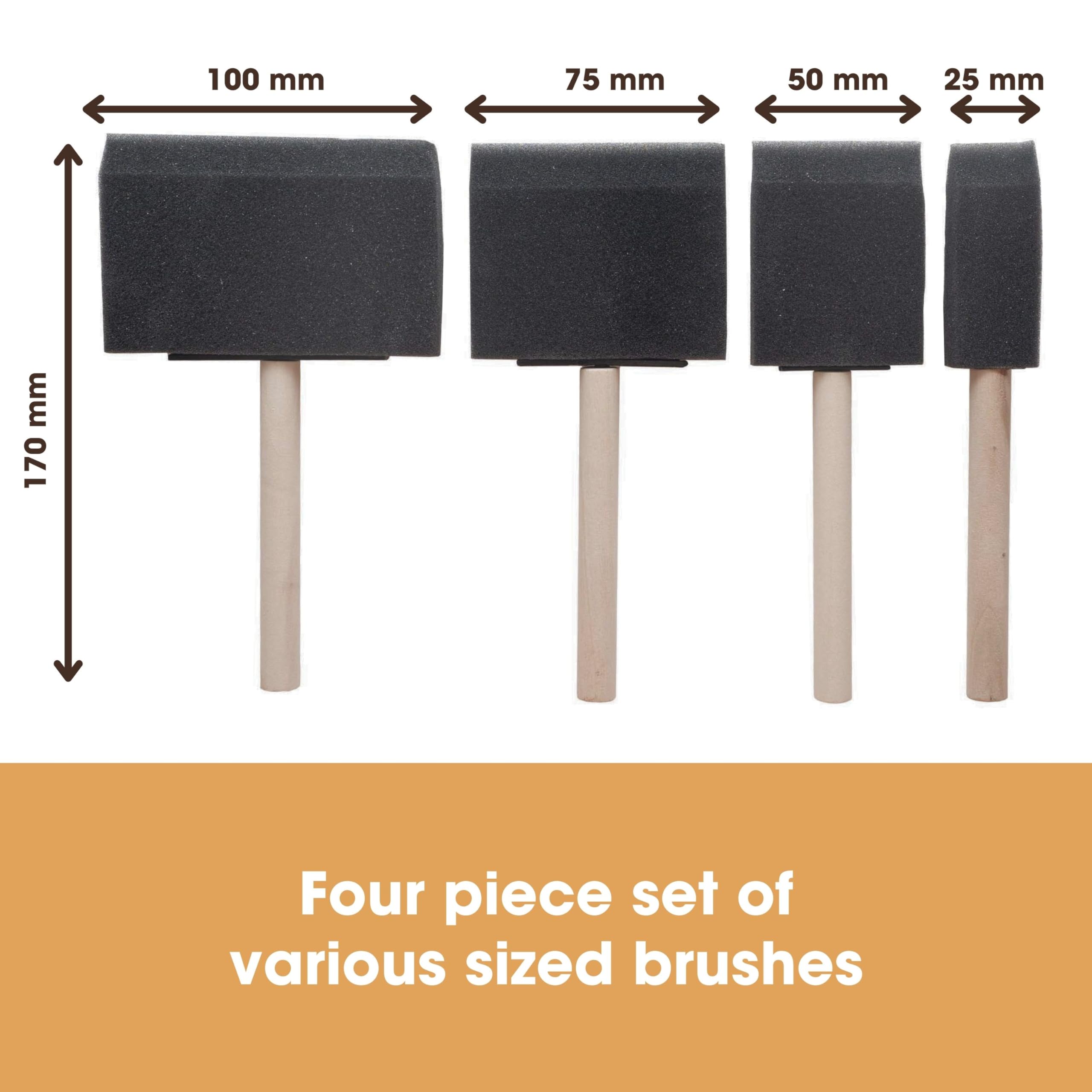 Furniture Clinic Foam Brushes | for Stain, Varnish, Oil, Paint, Dye, Sealants, and More | Perfect for Wood Furniture, Cabinets, Crafts, DIY and More | Washable and Reusable (4 Pack)