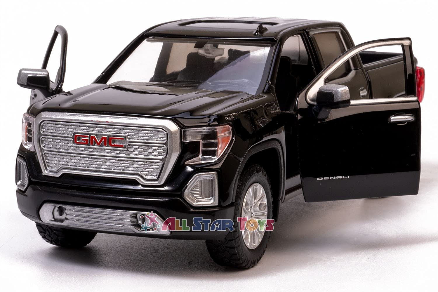 Motor Max 2019 GMC Sierra 1500 Denali Crew Cab Pickup Truck, Black 79362BK - 1/27 Scale Diecast Model Toy Car,unisex-children