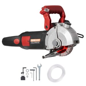 vevor wall chaser, 4800w slotting machine with laser guide 6500rpm, max groove depth and width 1.6" x 1.65", concrete grooving cutting machine with 5 x 5" saw blades and dust control accessories