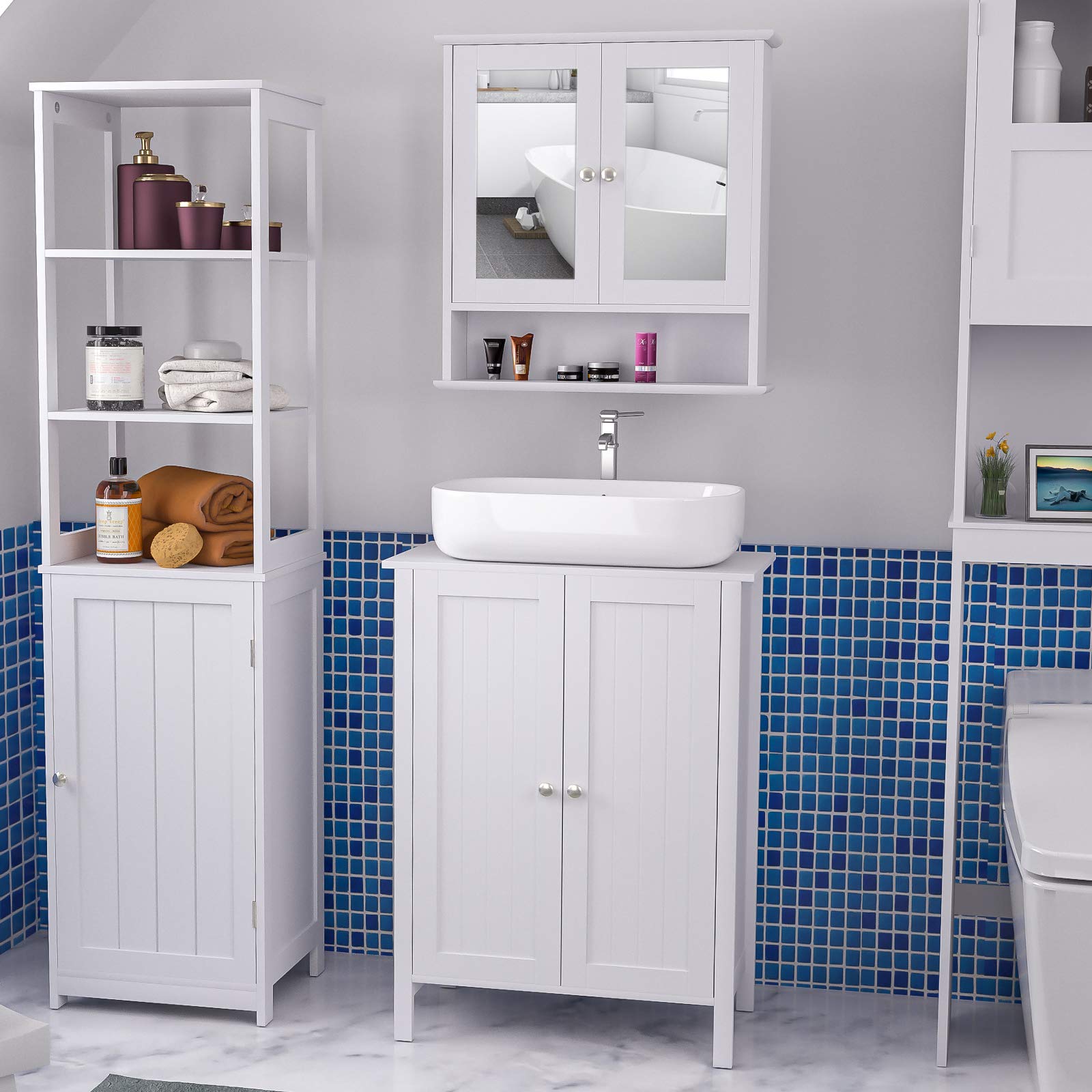 mecor Mirror Cabinet, Bathroom Wall Storage Cabinet, Medicine Cabinet with Adjustable Shelf, 22 x 5.1x 22.8 Inches, White