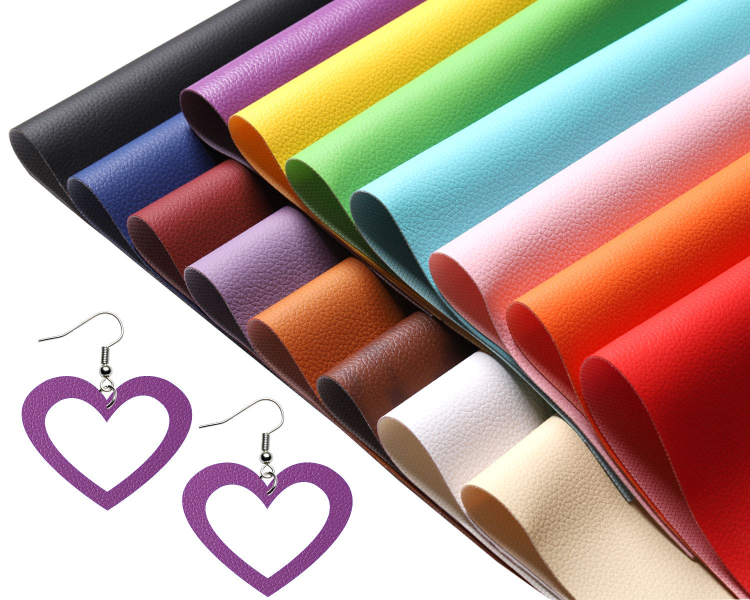 Picheng Solid PU Synthetic Faux Leather Sheets 15pcs/Set 8.2" x 11.8"Soft Leather Fabric Sheets Suitable for Making Bows, Leather Earrings, Hair Accessories DIY Projects (15 Colors)