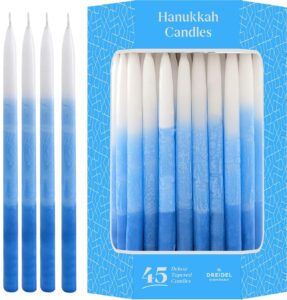 the dreidel company dripless deluxe tapered pastel, blue and white decorations, hanukkah menorah candles for all 8 nights of chanukah (single)