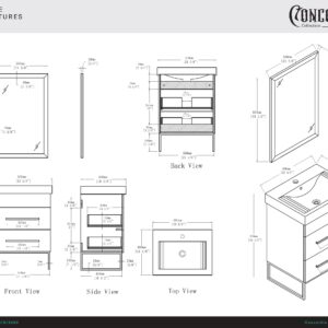 Fine Fixtures - Modern White 24" Bathroom Vanity Set,Chrome Hardware, vitreous China Sink Top