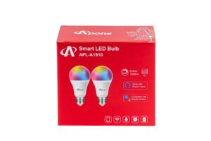 apone smart wi-fi rgb led a19 8w light bulb (2pk)