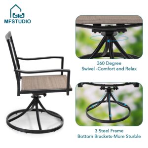 MFSTUDIO 2 Pieces Patio Dining Textilene Metal Swivel Chairs Weather Resistant Garden Outdoor Modern Furniture, Sling Mesh Black Steel Frame