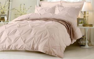 kamas duvet cover pinch pleated design 3 pieces oversized king blush duvet cover set 100% egyptian cotton 1000 thread count with zipper & corner ties tuffed pattern decorative