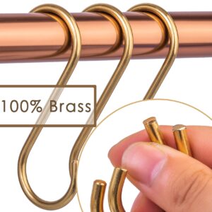 10 Pcs Heavy S Copper Hooks,S Brass Hooks for Hanging Wind Chimes, Kitchen Utensils,Coat Closet, Jeans, Bags or String Lights etc