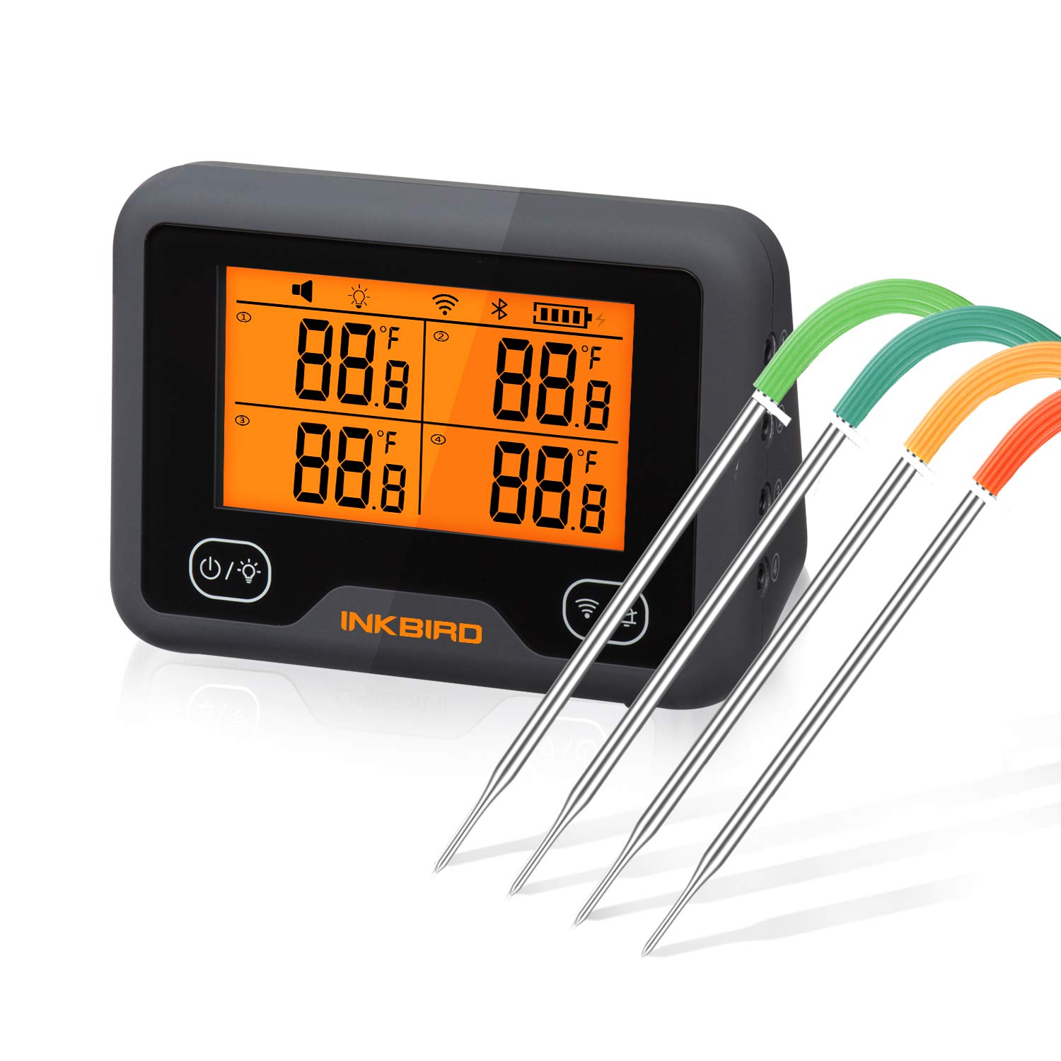 Inkbird Wi-Fi Bluetooth Grill Thermometer, Wireless BBQ Thermometer with 4 Probes,Digital Meat Thermometer for Smoker, Oven, Kitchen, Drum, Grill